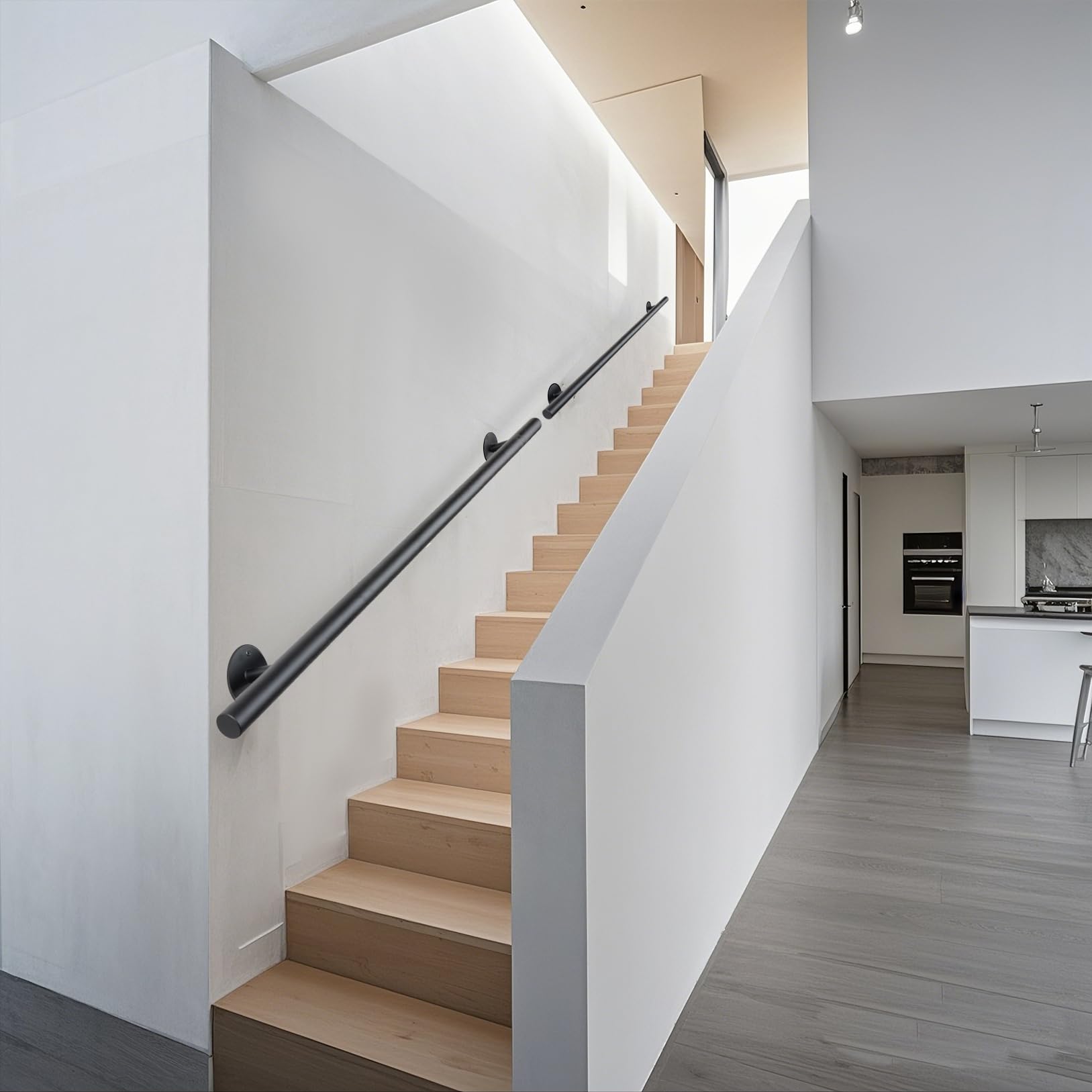 Snapklik.com : Purife 4 FT Black Metal Hand Rails For Indoor Stairs ...