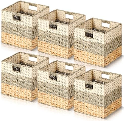 Amazon.com - 6 Pack Natural Wicker Storage Cubes Baskets 12 x 12 Wicker ...
