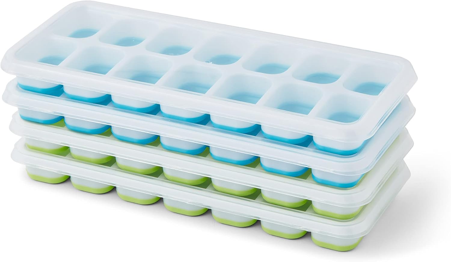 KEPLIN 4pk Silicone Ice Cube Trays with Non-Spill Lids | Easy to Remove ...