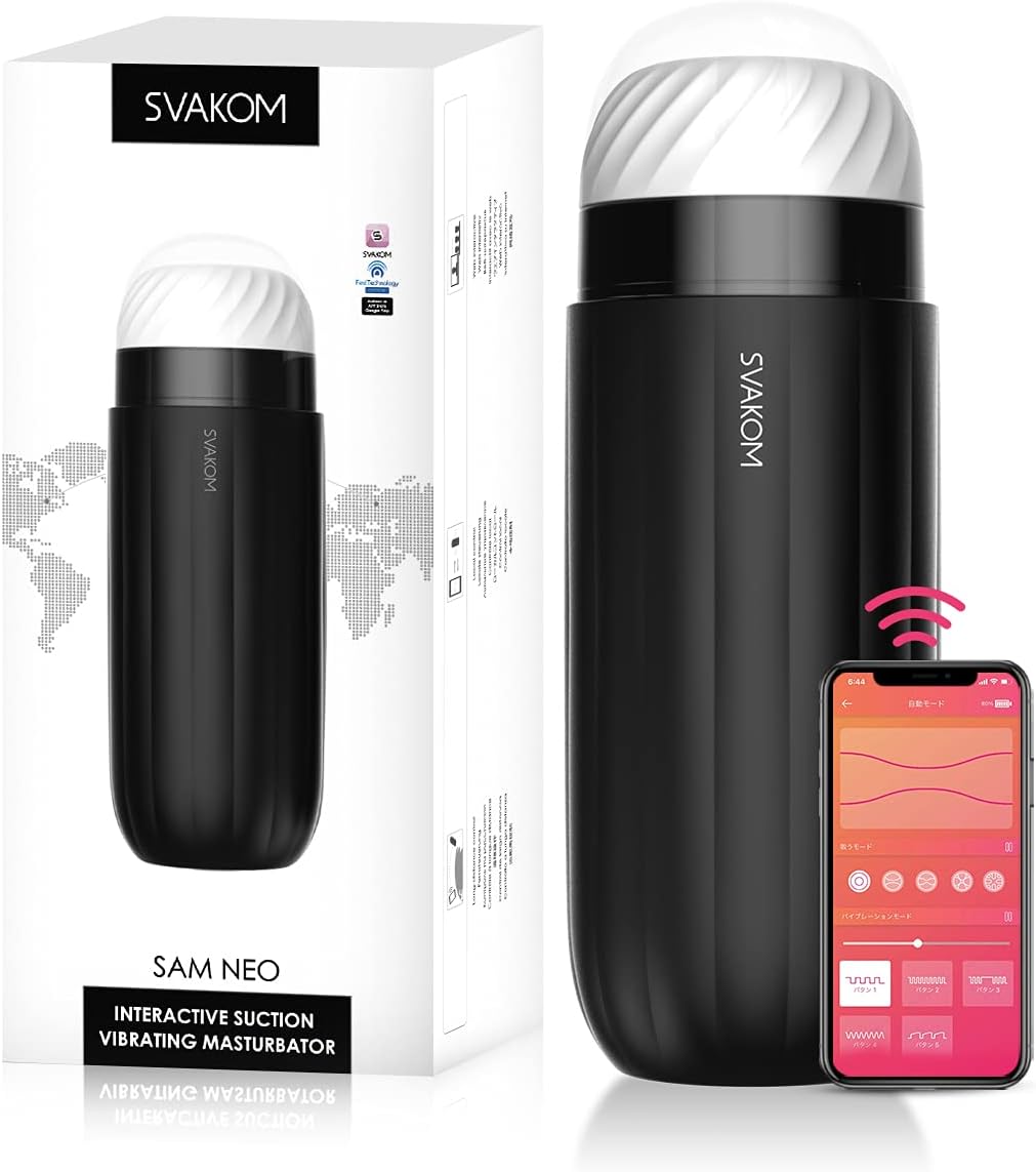 SVAKOM SAM NEO Electric Masturbator Cup with App Control, 5 Vibration 5 Suction Modes Sex Toys ...