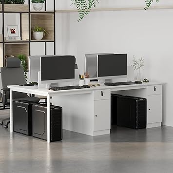 Amazon.com: AIEGLE Large Office Desk for 4 with Doors, 4-Person ...