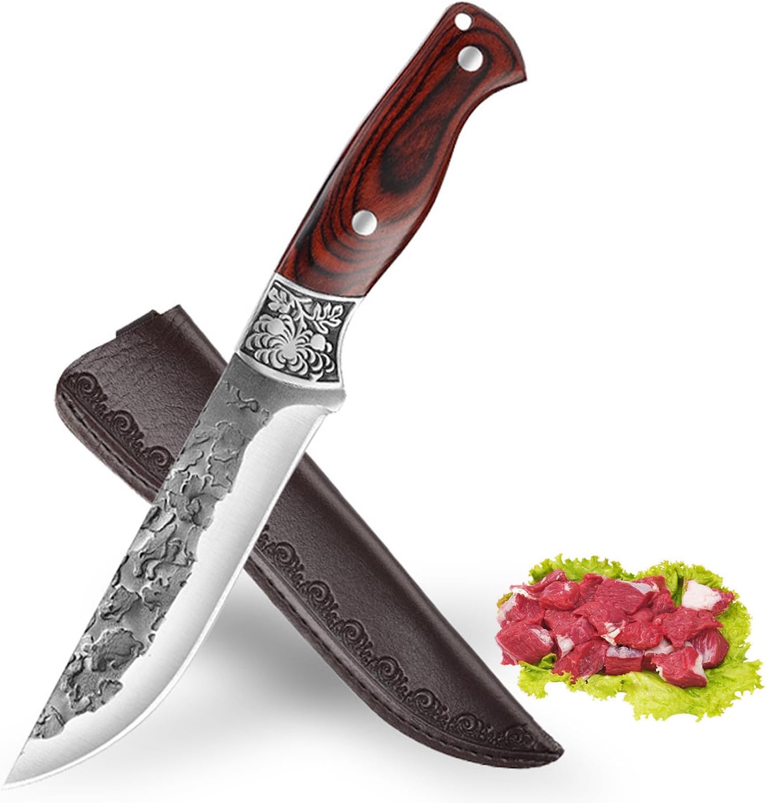 Couteau de Chef Forgé à la main, Couteau de Cuisine Japonais - Acier ...