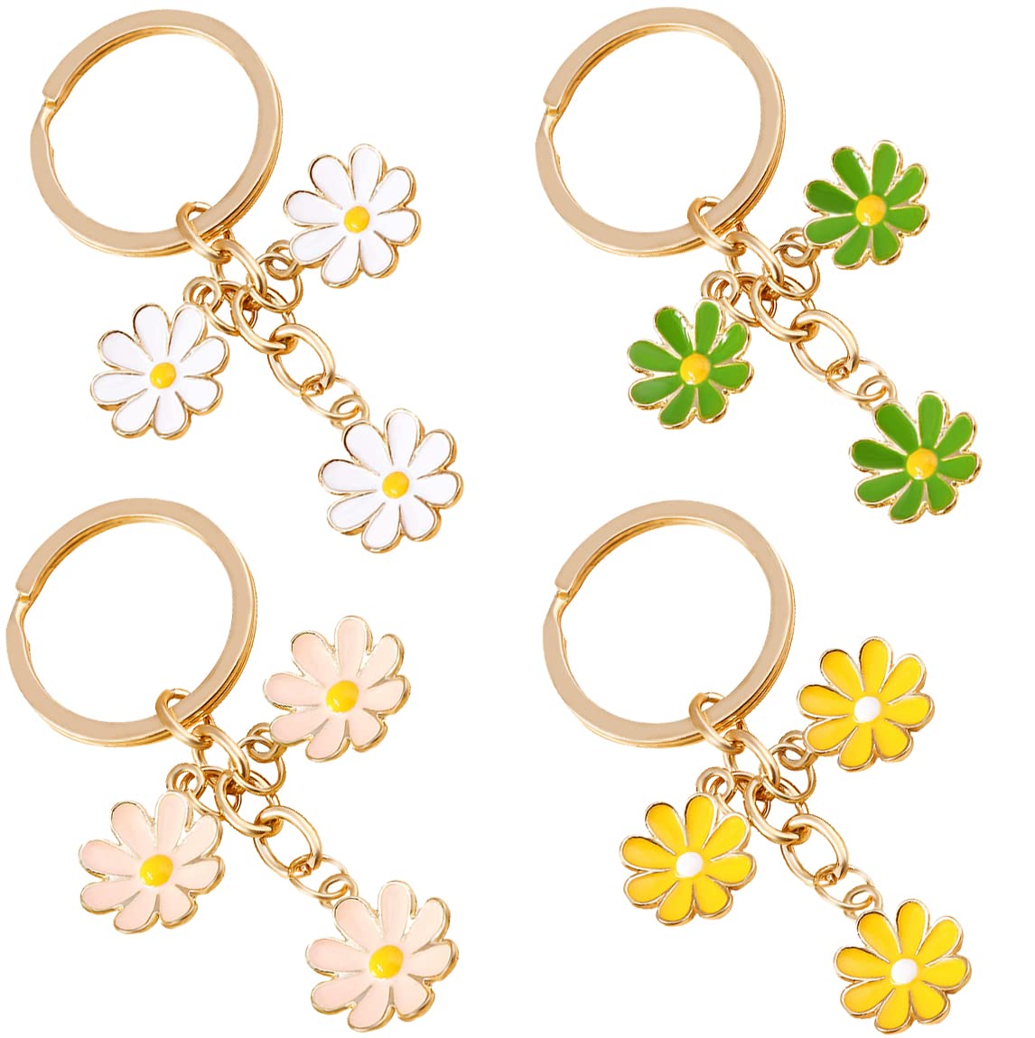HOSBY 4 Pcs Keychains for Women, Cute Classy Bag Charms Daisy Flowers ...
