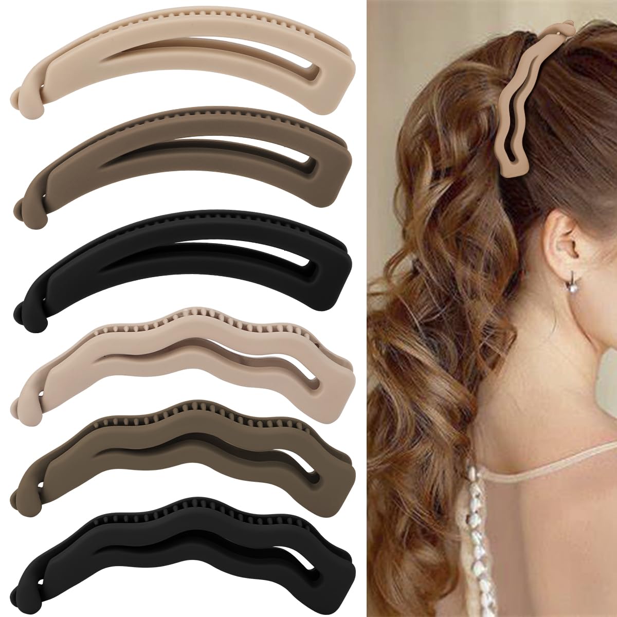 Amazon.com : Hapdoo 6PCS Banana Clips Hair, Matte Banana Hair Clips for ...