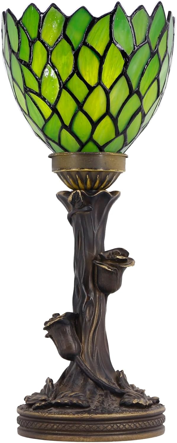 AVIVADIRECT Small Tiffany Lamp Mini Stained Glass Table Lamp Green ...