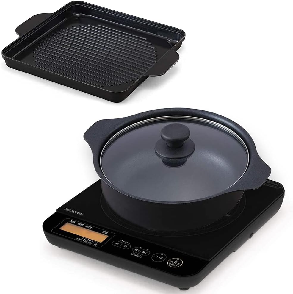 Amazon.co.jp: 【セット買い】アイリスオーヤマ IHクッキングヒーター 液晶付き 1400W 吹きこぼれ防止 自動温度調整 IHコンロ 卓上 7段階火力調整 IHCT71B+IH ...