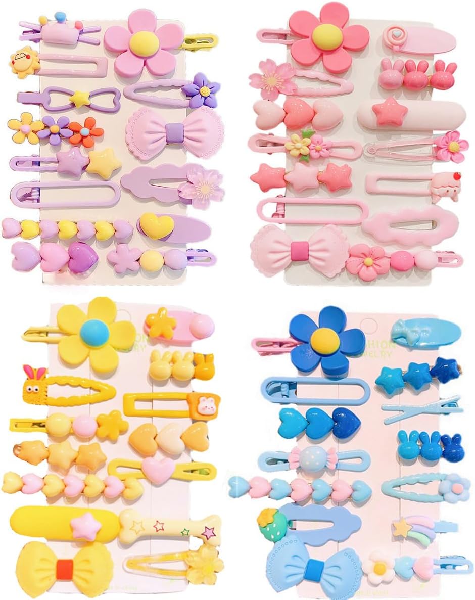 Amazon.com : 12 Pieces Kawaii Hair Clips for Girls Cartoon Girl Hair ...