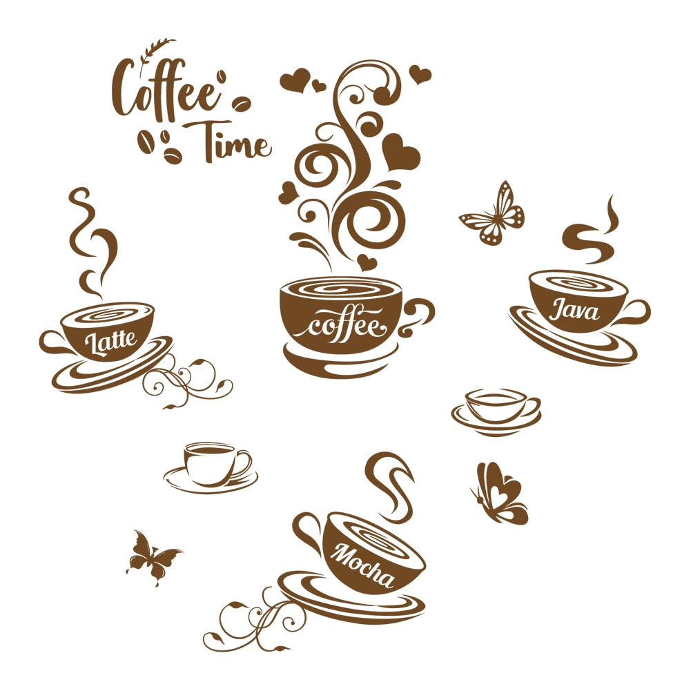 Amazon.com: SUPERDANT Coffee Time Decals Brown Coffee Theme Wall ...