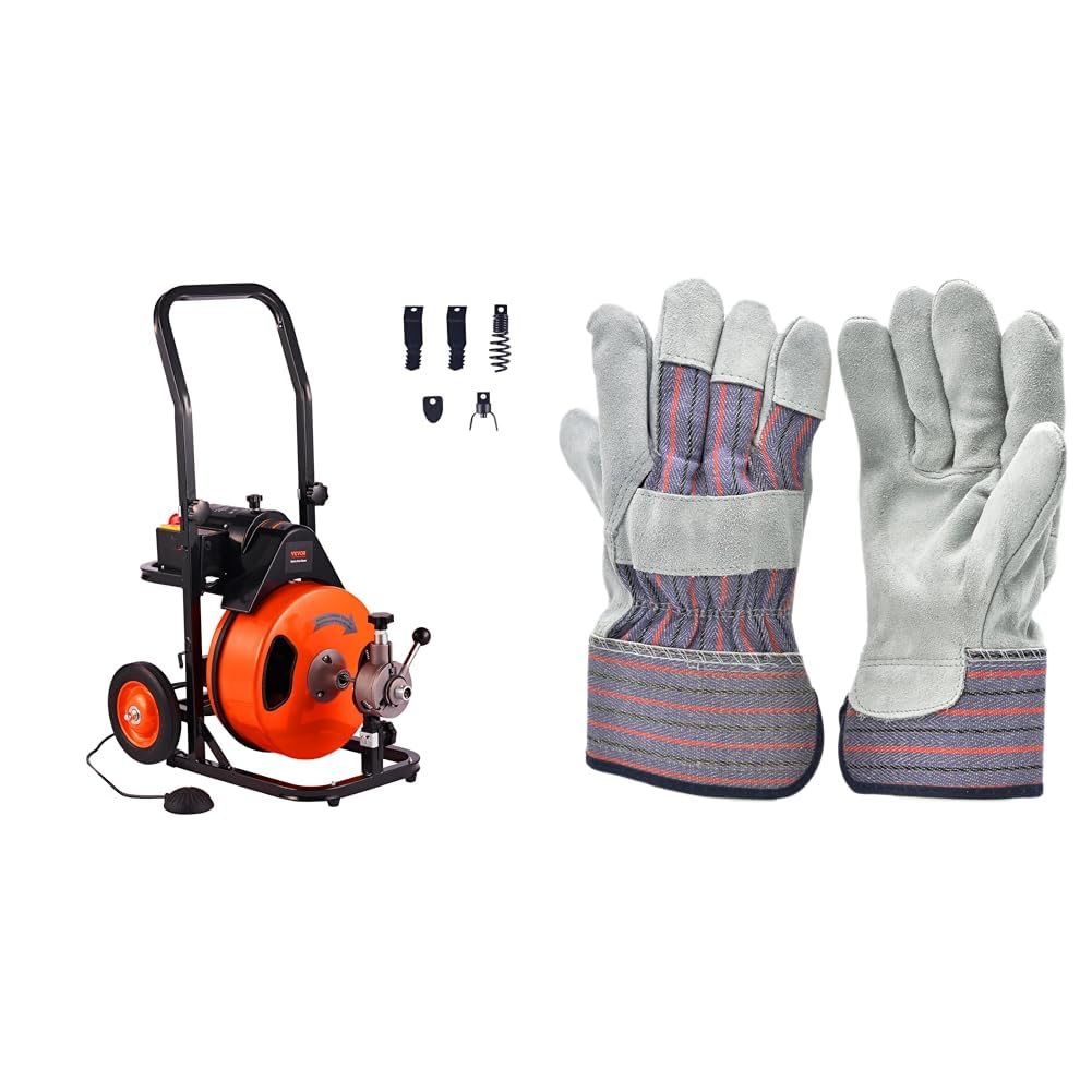 VEVOR 100FT Sewer Snake Machine Drain Auger Cleaner Bundle with G & F ...
