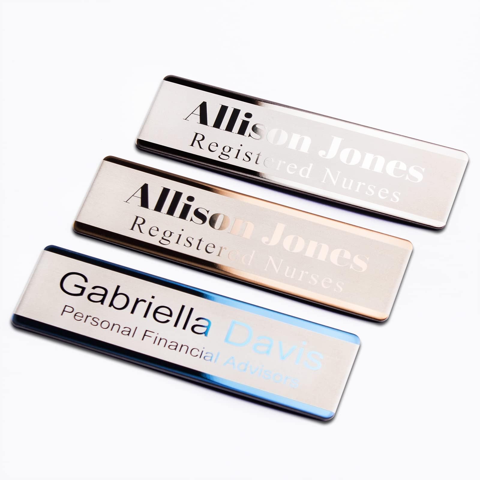 Amazon.com : Custom Laser Engraved Name Badges with Pin, Magnetic ...