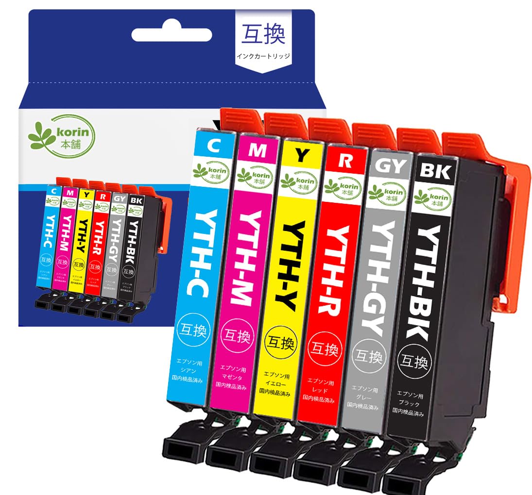 Amazon.co.jp: 【korin本舗】YTH-6CL 互換インクカートリッジ エプソン(Epson)用 プリンター インク YTH ヨット 6色セット(YTH-BK YTH-C YTH ...