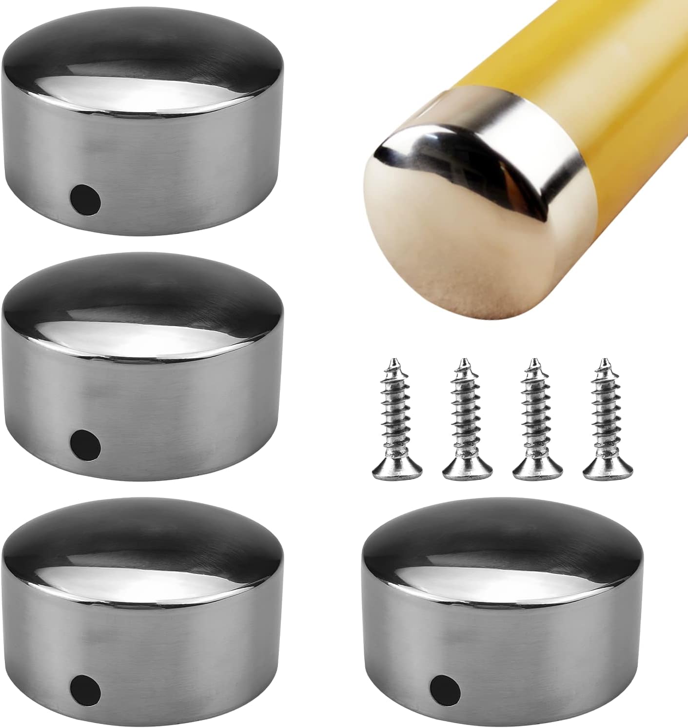 4 Pcs Handrail End Caps Stainless Steel Round Handrail End Caps ...