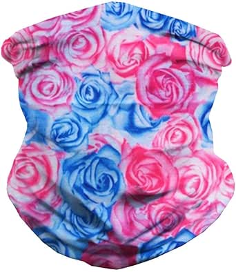 iHeartRaves Blue & Pink Field of Roses Neck Gaiter Mask Full Face ...