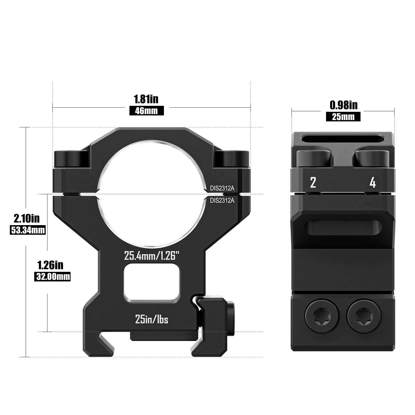 Snapklik.com : DISCOVERYOPT 1 Scope Rings, 2 Sets Medium Profile 1 Inch Scope Mount Rings For ...