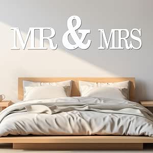 Amazon.com: Needbrock 3 Pack White Metal Mr & Mrs Wall Signs for ...