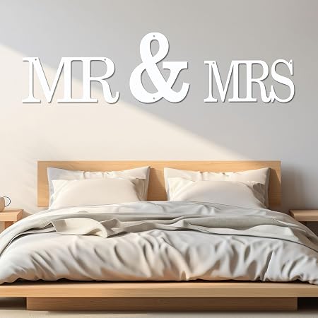 Amazon.com: Needbrock 3 Pack White Metal Mr & Mrs Wall Signs for ...