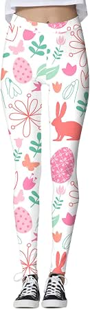 cooki Easter Leggings for Women Plus Size Funny Easter Egg Print High ...