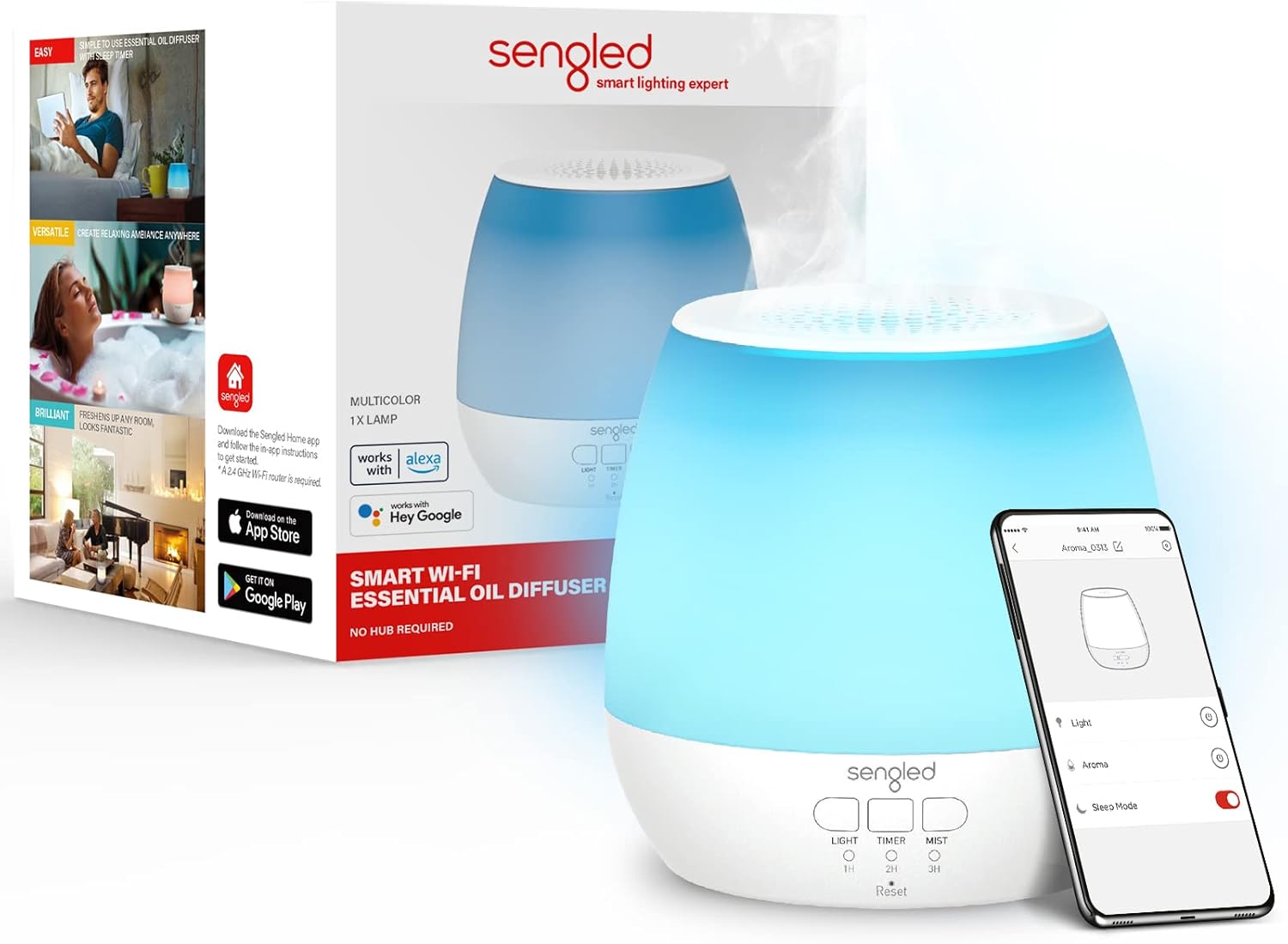 Amazon.com: Sengled Smart WiFi Essential Oil Diffuser, 150ml Ultrasonic ...