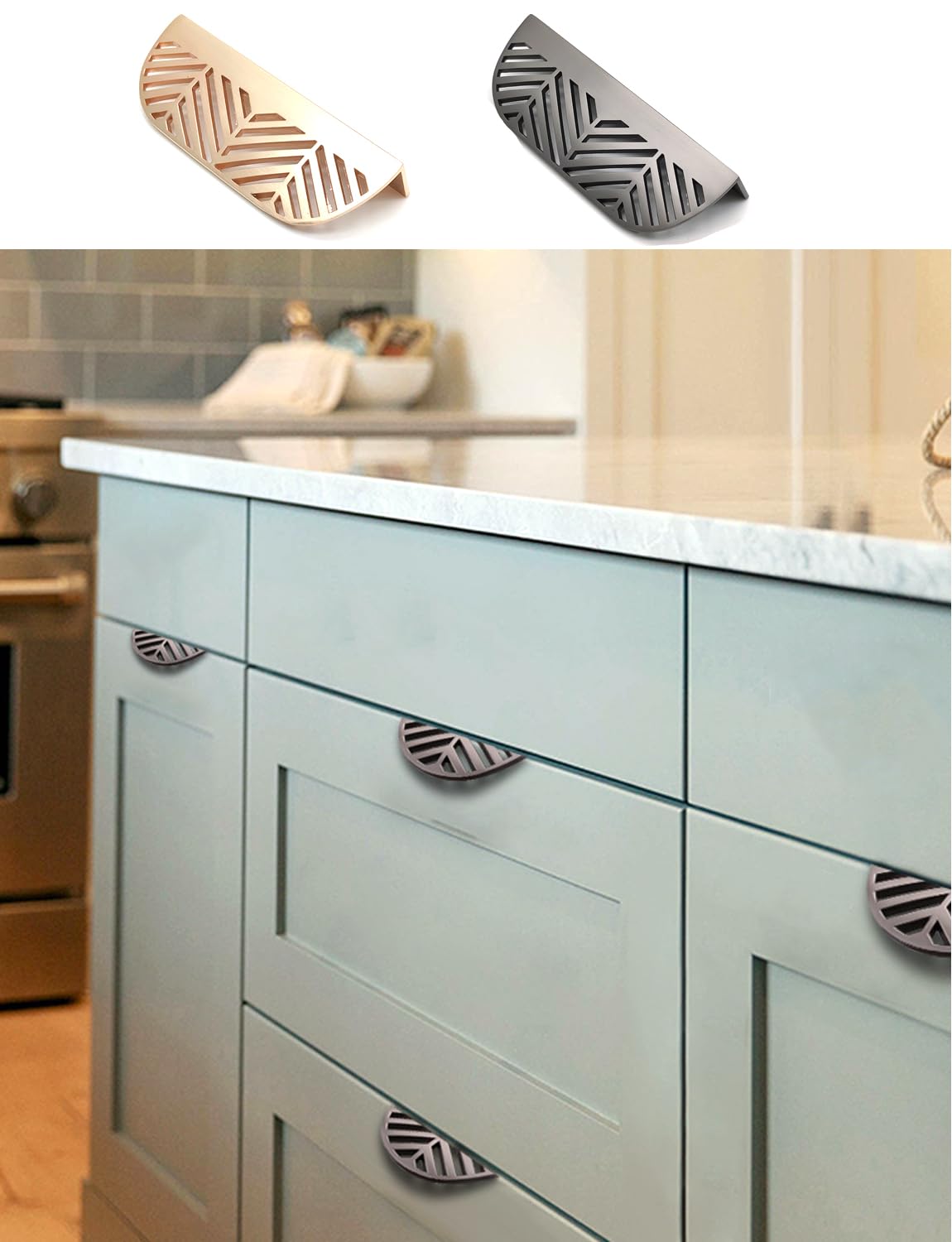 Grey Kitchen Cabinet Handles - Concealed Finger Edge Pulls, Modern ...