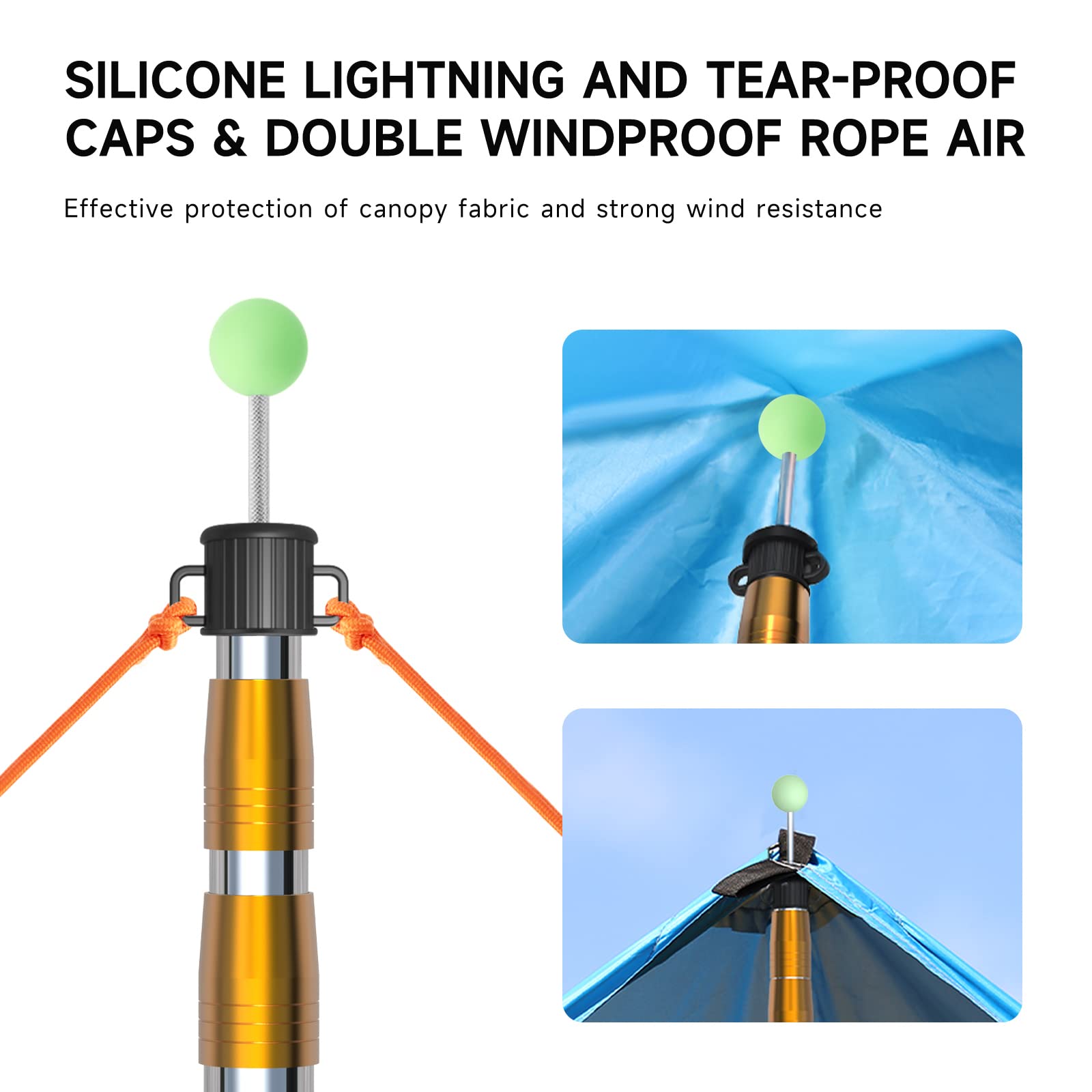 Snapklik.com : KOMCLUB Telescoping Tent Tarp Pole Adjustable Tarp Poles ...