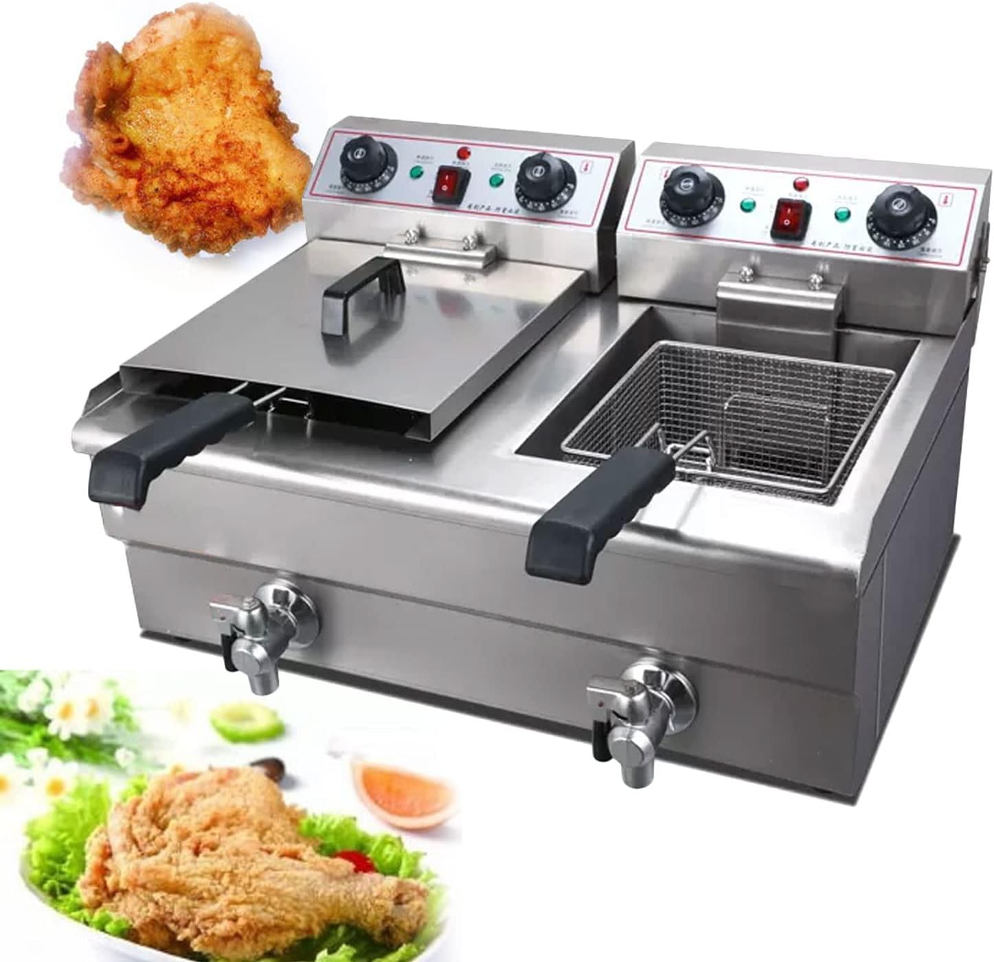 Deep Fat Fryer, Multi Cooker, Stainless Steel Chip Fryer With Lids ...