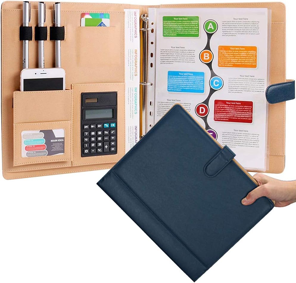 Amazon.com : Leather Padfolio with 3 Ring Portfolio Binder with ...