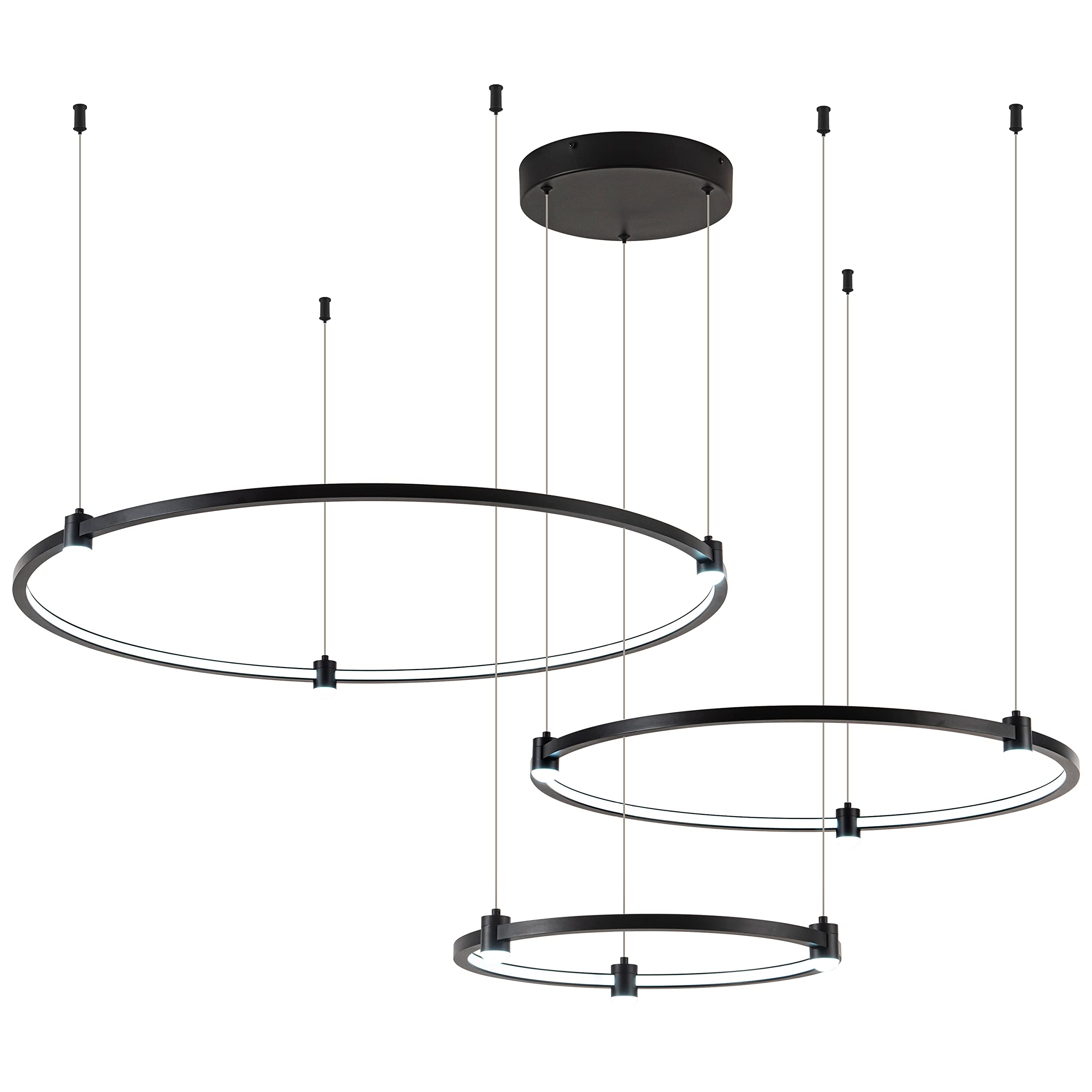 SUNMOO Modern Led Chandelier, 3-Rings Light Modern Led Pendant Light ...