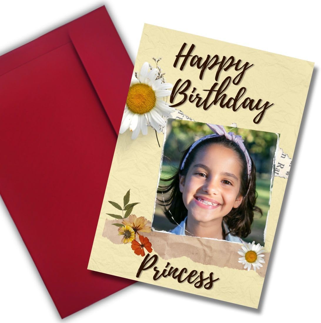 AanyaCentric Daughter BIrthday Personalized Photo A4 Size Greeting Card ...