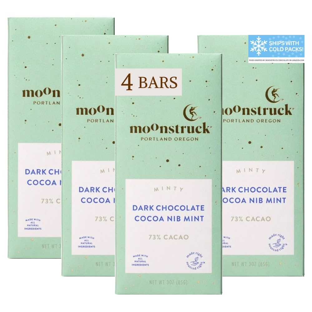 Amazon.com : Moonstruck Chocolate Mint Chocolate Bar, 73% Cacao, 3.0oz ...