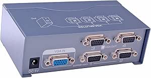 Amazon.com: DTECH Powered 4 Port VGA Splitter Box Video Distribution ...