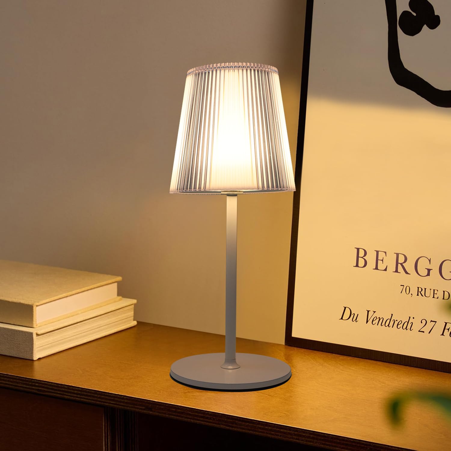 White Cordless Table Lamp, Battery Operated Table Lamp, Portable Touch ...