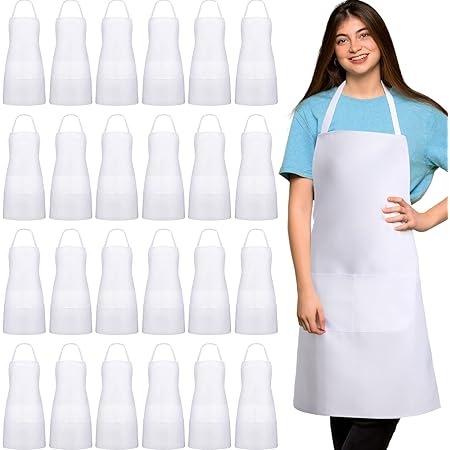 Amazon.com: GREEN LIFESTYLE 12 Pack Bib Apron - Unisex White Aprons ...