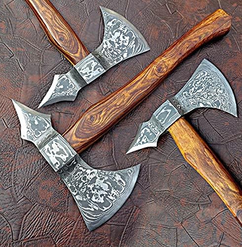 AXE-7002 Custom Hand Made Damascus Hatchet Axe / Handle Rose Wood ...