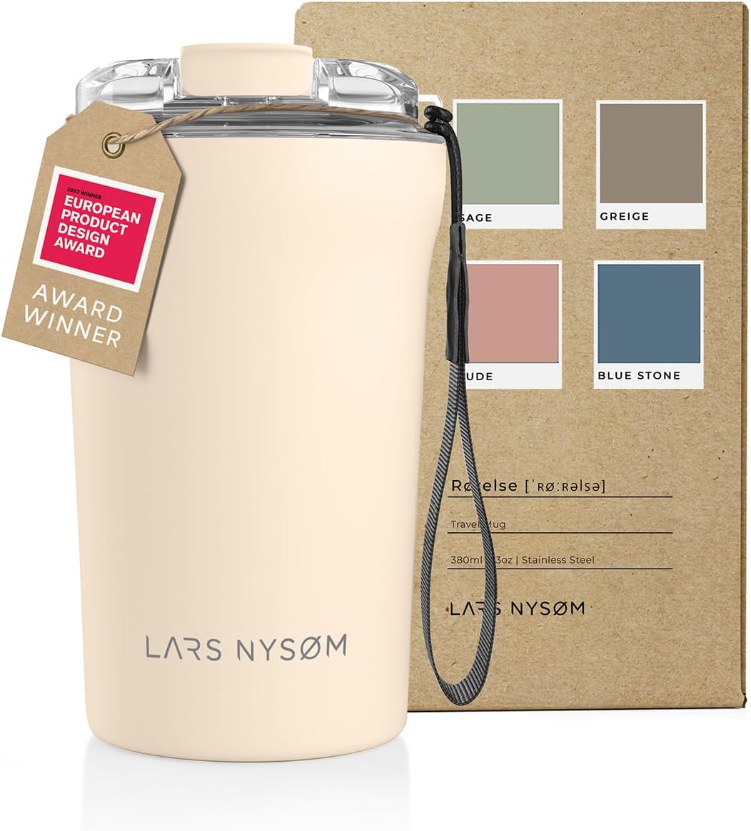 Amazon.com: LARS NYSØM Thermo Coffee Mug to go with Strap 13 oz ...