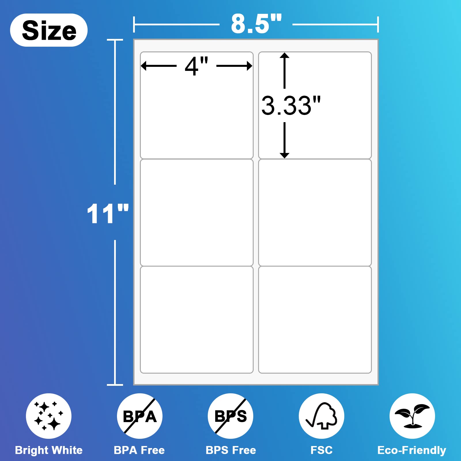 Snapklik.com : (8164/5164) 6 Up Shipping Address Labels, 3.33" X 4" FBA ...