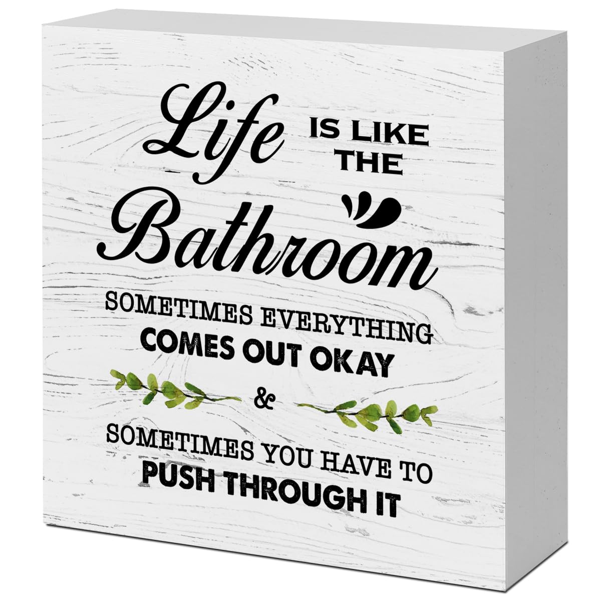 Amazon.com: White Life is Like The Bathroom Wooden Sign Desk Decor ...