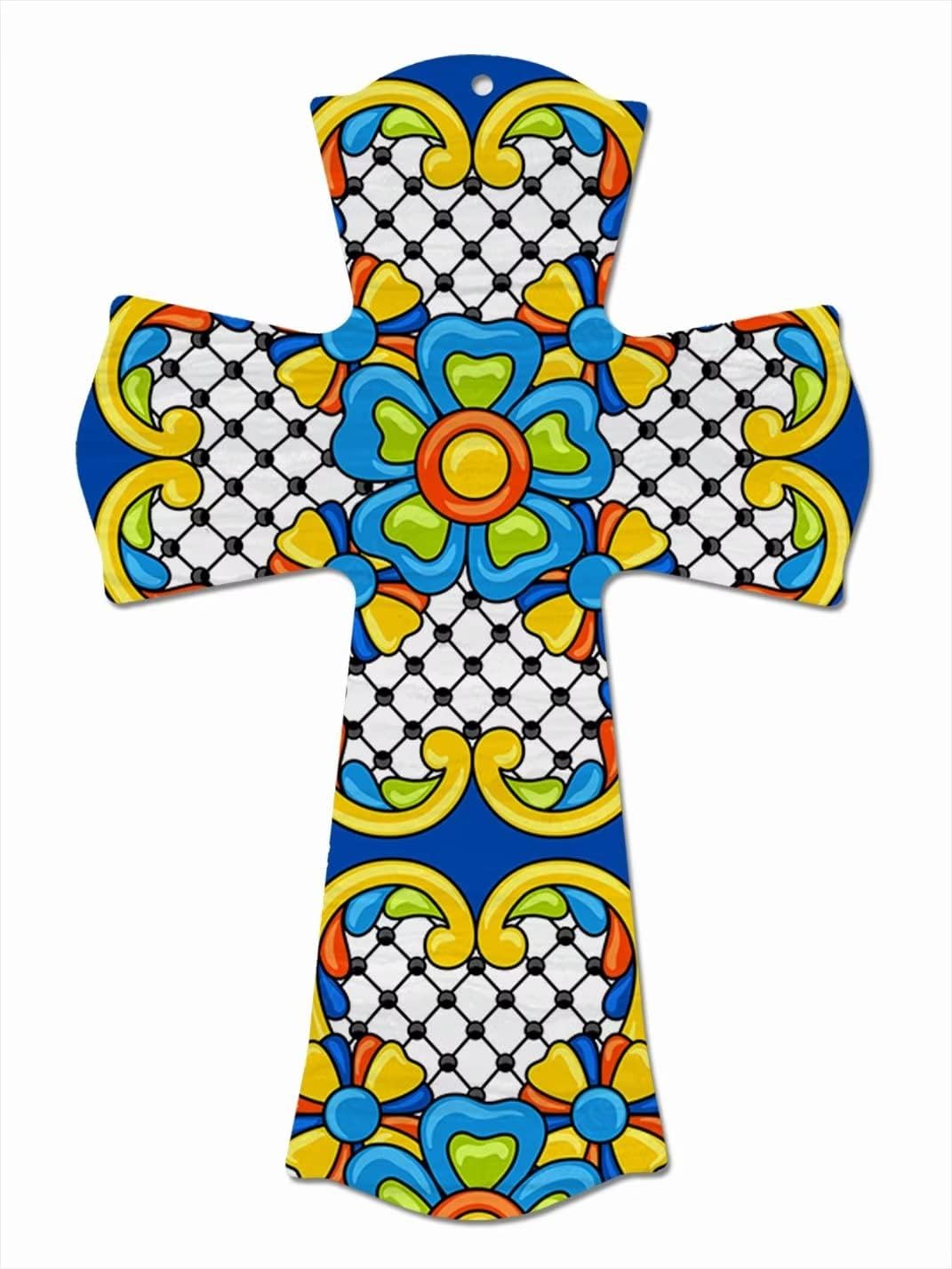 Amazon.com: Christian Ceramic Wall Cross Home Decor Inspirational ...