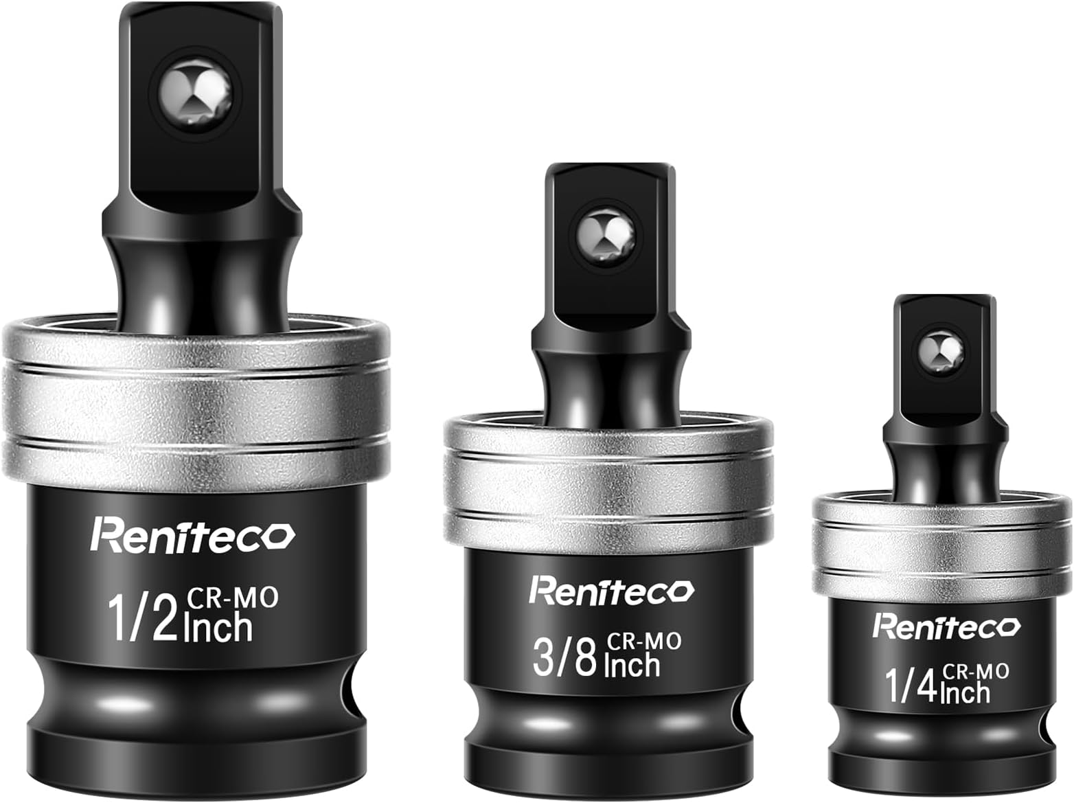 SHOWMEMY Universal Joint-Socket, Impact Swivel Socket Set, 3-Piece, 1/4 ...