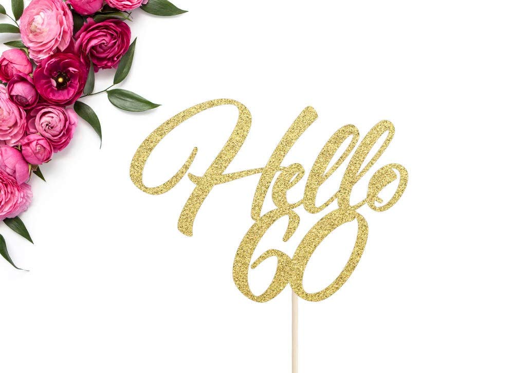 Buy Hello 60 Cake Topper 60th Birthday Cake Topper Sixty Cake Topper ...