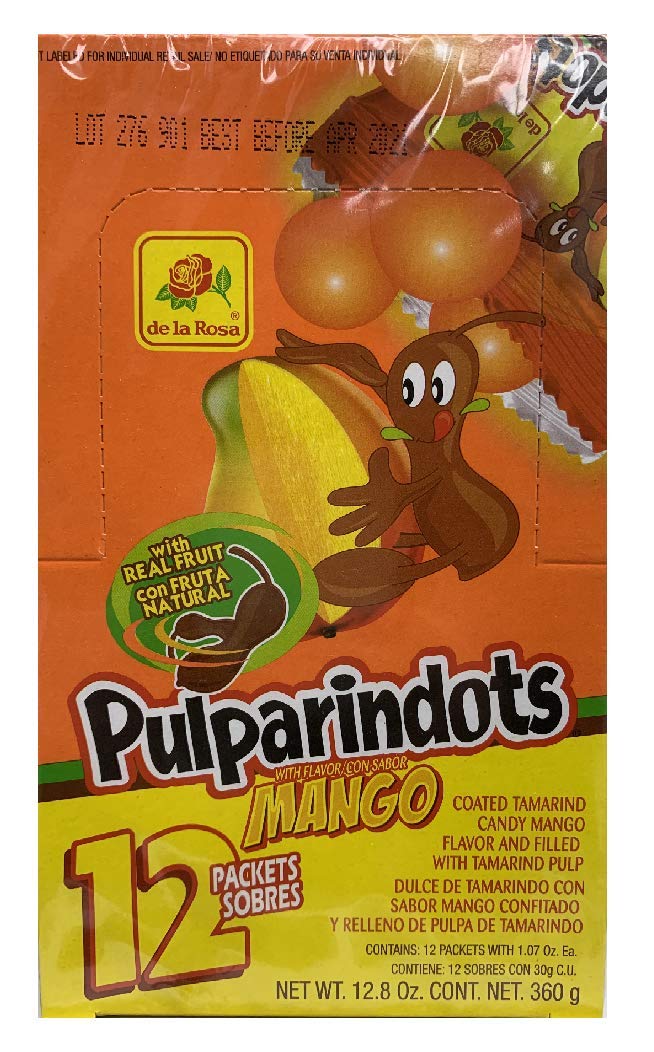 Amazon.com : DE LA ROSA Pulparindots Dulce de Tamarindo Sabor Mango 12 ...