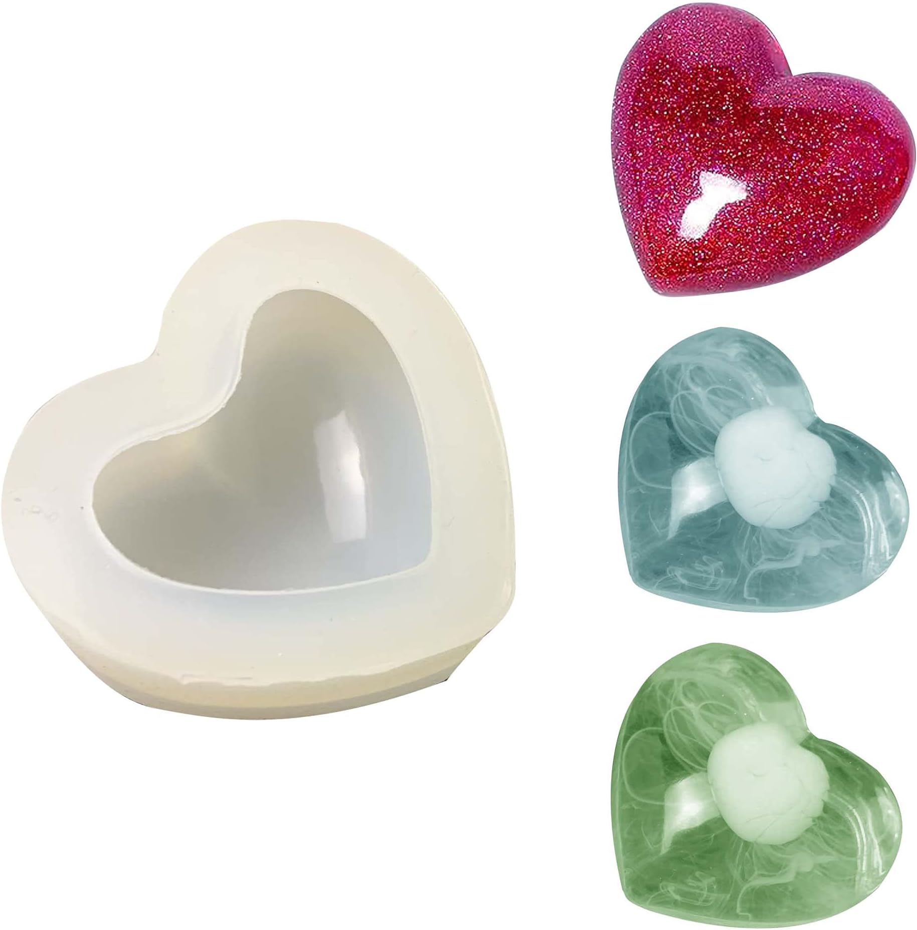 Amazon.com: UOUYOO Heart Shape Silicone Mold, Resin Molds,Heart Shape ...
