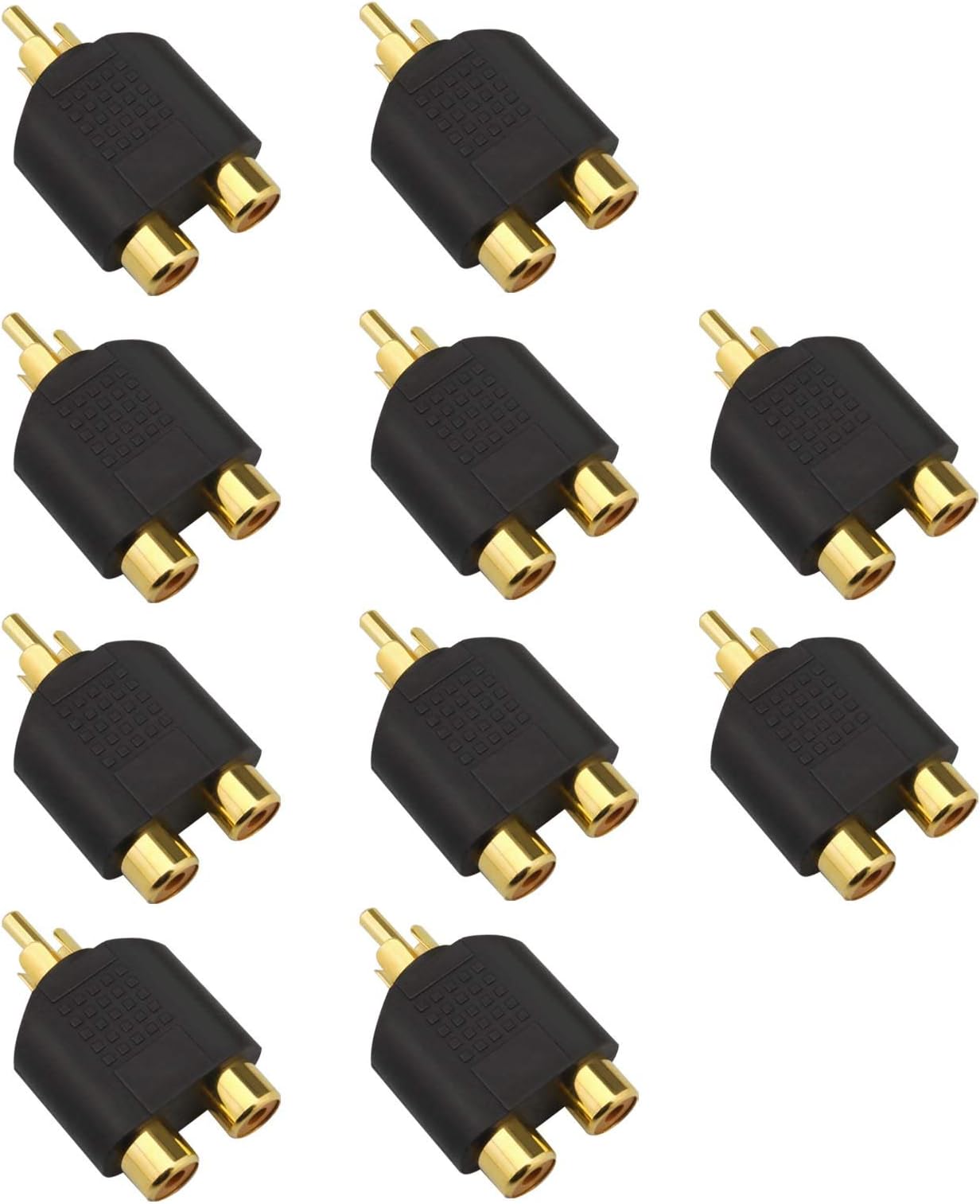 AAOTOKK Cinch Y Splitter Adapter, vergoldet 1 Cinch Männlich auf 2 ...