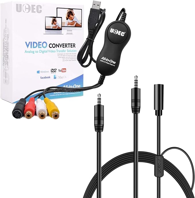 Amazon.com: UCEC USB 2.0 Video Capture & 6.6Ft Chat Link Cable, VHS VCR ...