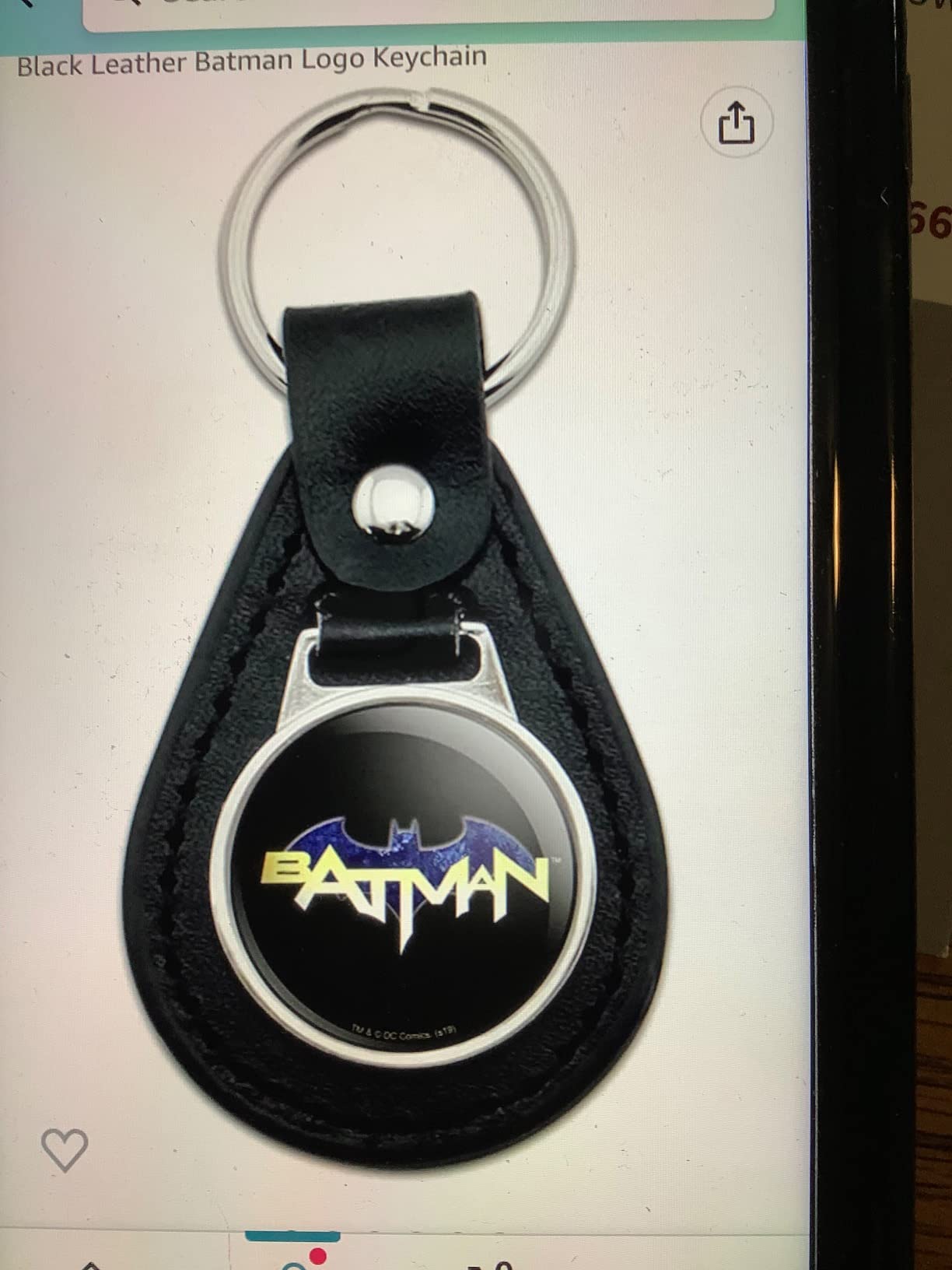 Amazon.com: GRAPHICS & MORE Black Leather Batman Logo Keychain ...