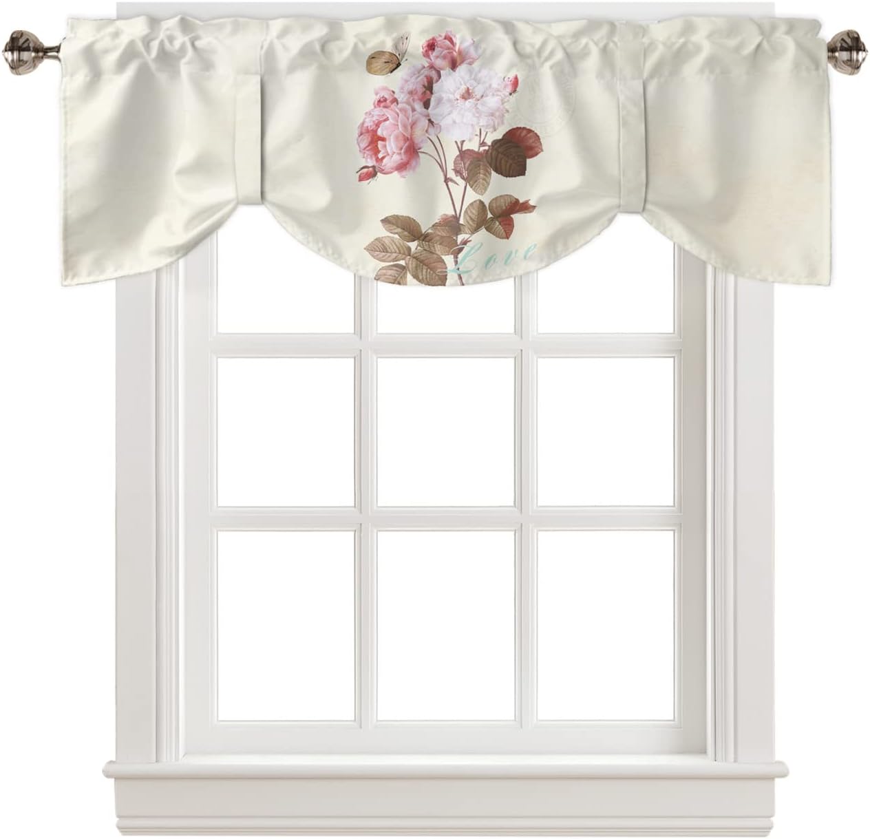 Amazon.com: Housein Valances for Windows, Vintage Flowers Butterfly ...