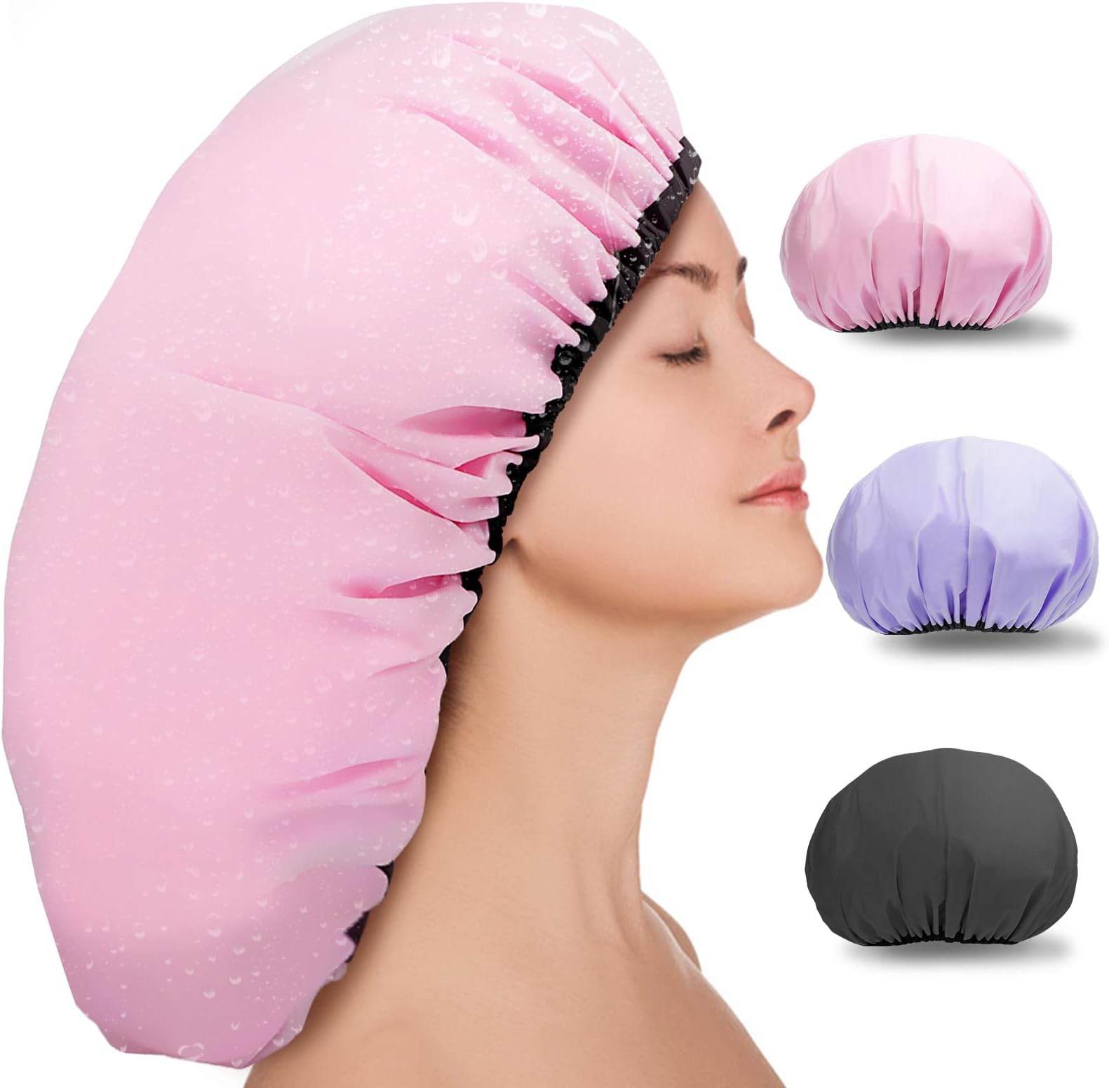 Amazon.com : Sheomern 3 Pcs 16.5" Super Extra Large Shower Cap ...