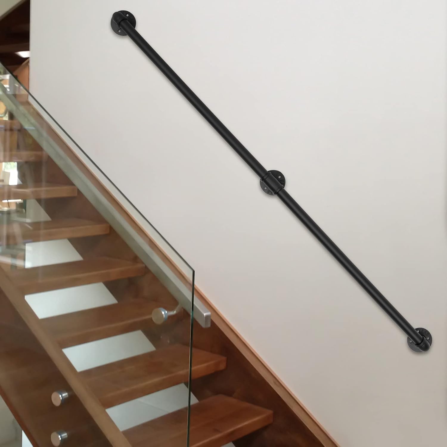 Riummndea Corrimano per scale in metallo nero – durevole, resistente ...