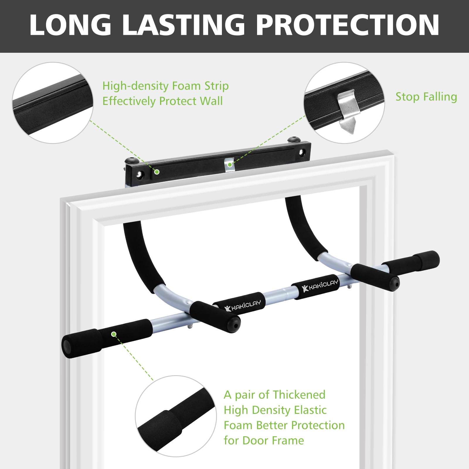 KAKICLAY Pull Up Bar for Doorway, 2024 Upgrade Multi-Grip Hanging Bar ...