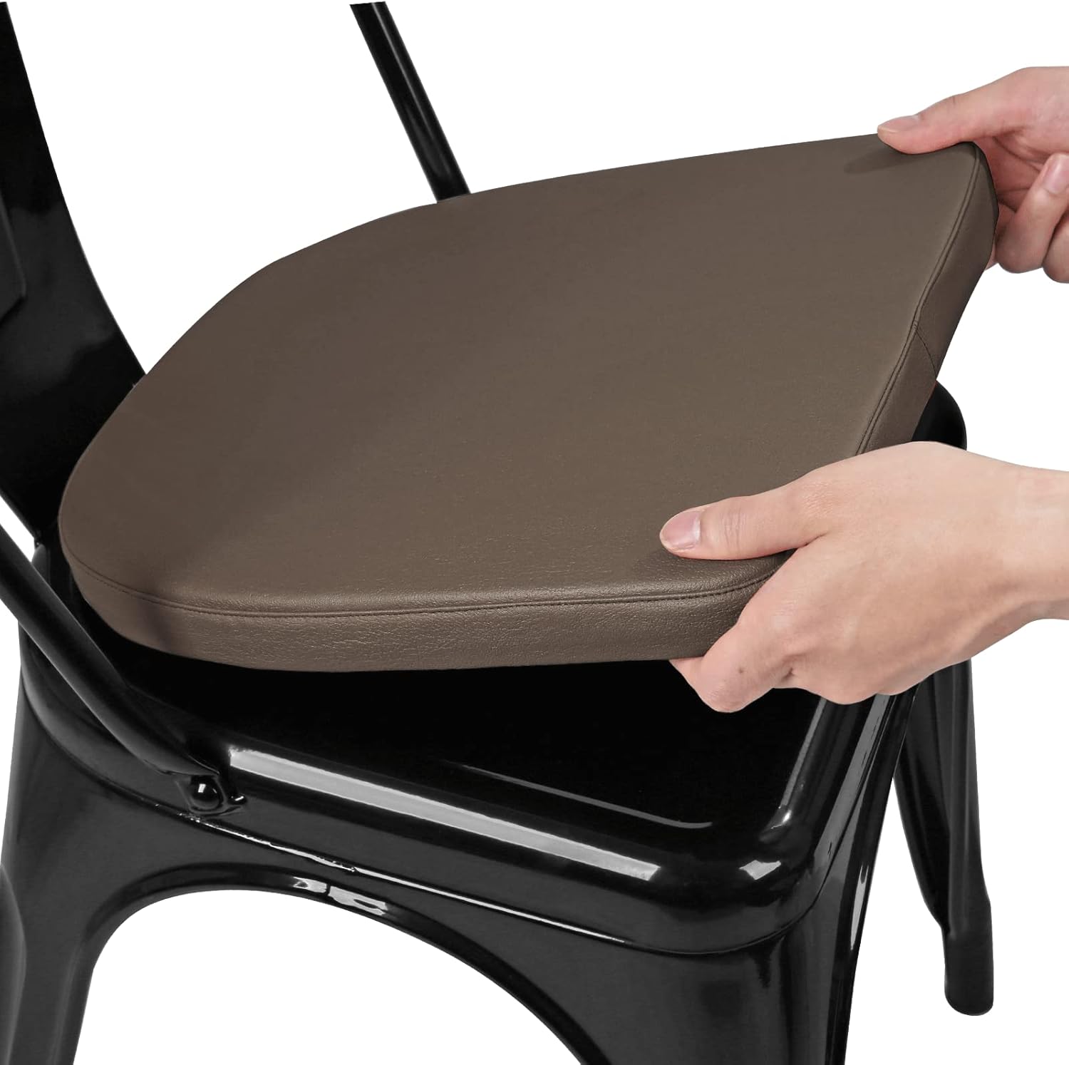 Amazon.com: SINOSSO Modern Faux Leather 14" Metal Chair Cushion ...