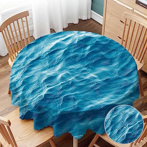Amazon.com : Oudain 6 Pcs Ocean Waves Blue Plastic Round Tablecloth 84 ...